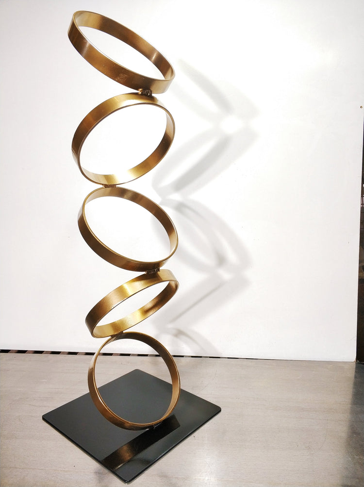 5 Ring GOLD sculpture Mid Century Modern Metal Sculpture Art Abstract ...
